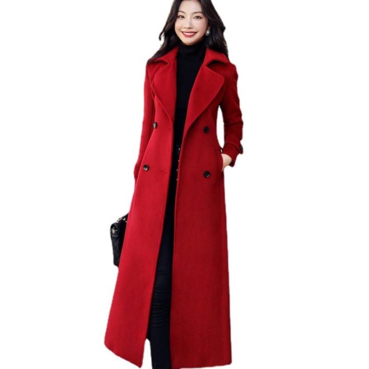 Chaqueta de lana gruesa para mujer, abrigo de negocios de longitud media, solapa de manga larga ...