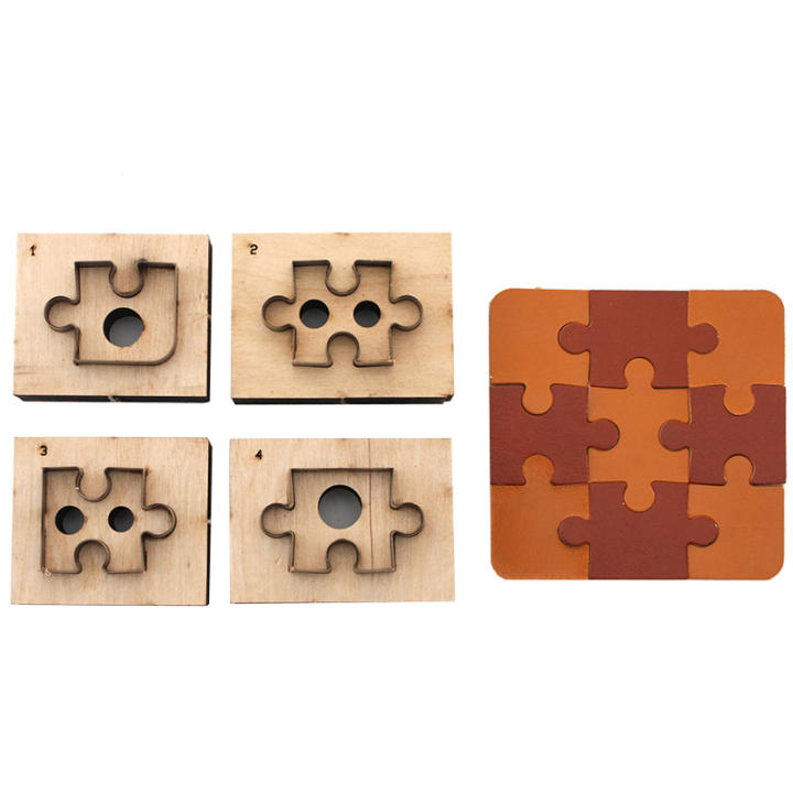 Plantilla de cuero con diseño de rompecabezas, troquel de corte, cuchillo japonés, bricolaje ...