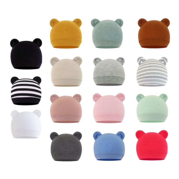 Gorro de algodón con orejas para bebé, accesorios cálidos para recién ...