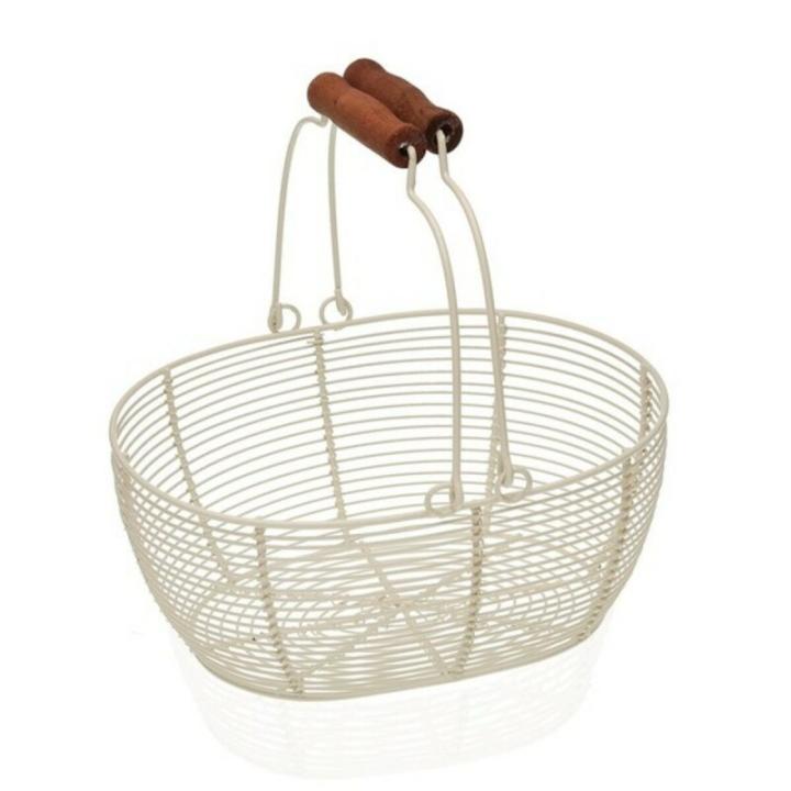 Versa-Frutero Blanco Madera Metal (18 x 9,5 x 23,5 cm) | Miravia