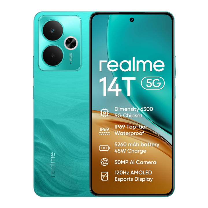 realme 14T 5G Smartphone 8 + 256 GB, Chipset Dimensity 6300, Esports ...