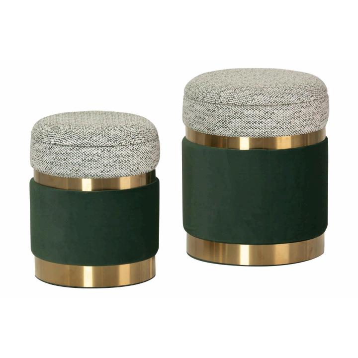 Adda Home Set 2 Puffs Velvet Poliester 36x36x44 31x31x38 Cm - Diseño ...