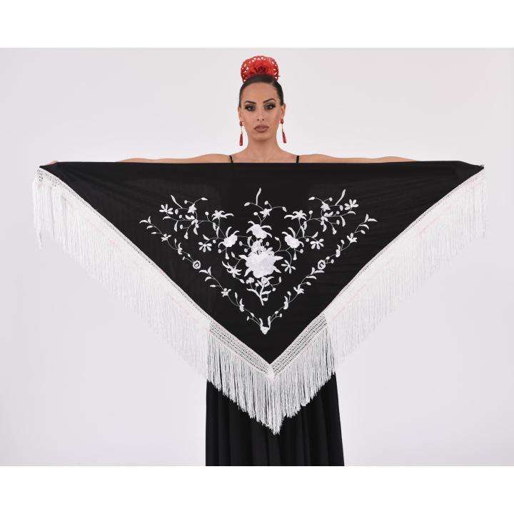 ANUKA Manton de Manila Triangular Mediano para Baile Flamenco o ...