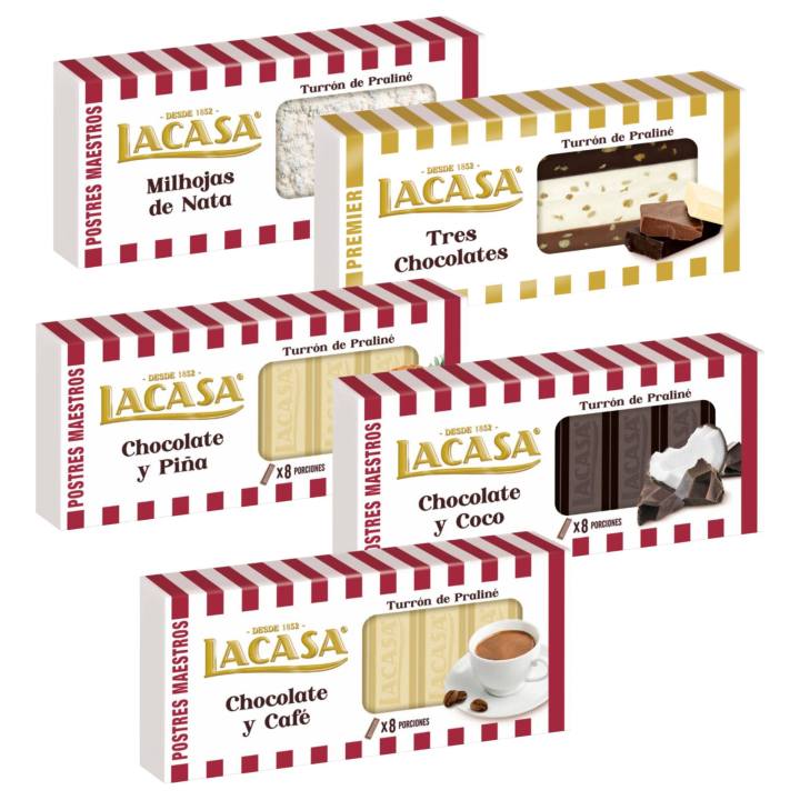 Surtido Turrones Lacasa: 5 tabletas de turrón variadas: Chocolate y ...