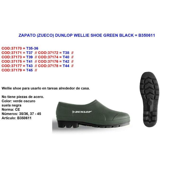 Zapato (zueco) dunlop wellie shoe n.44 green-black b350611 | Miravia