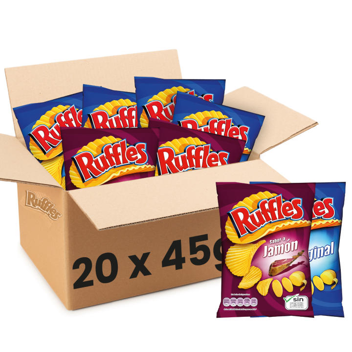 Pack Ruffles Mix - 10 Originales x 45 g y 10 Jamón x 10, Total: 900 g ...