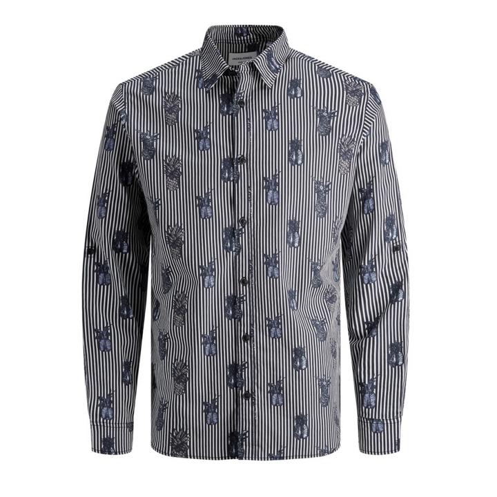 JACK&JONES Hombre Camisa Larga Corta Vestir Casual rayas regular fit ...