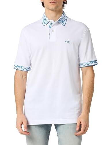 POLO HUGO BOSS BLANCO CUELLO COMBINADO AZUL | Miravia