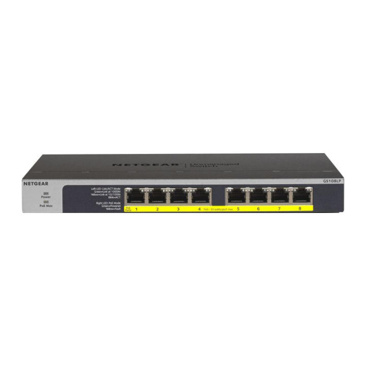NETGEAR GS108LP 8-Port Unmanaged Switch [8x Gigabit-LAN, PoE+ 60W ...