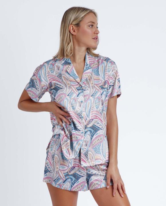 ADMAS GARDEN Pijama Abierto de Manga Corta Summer Cachemire para Mujer ...