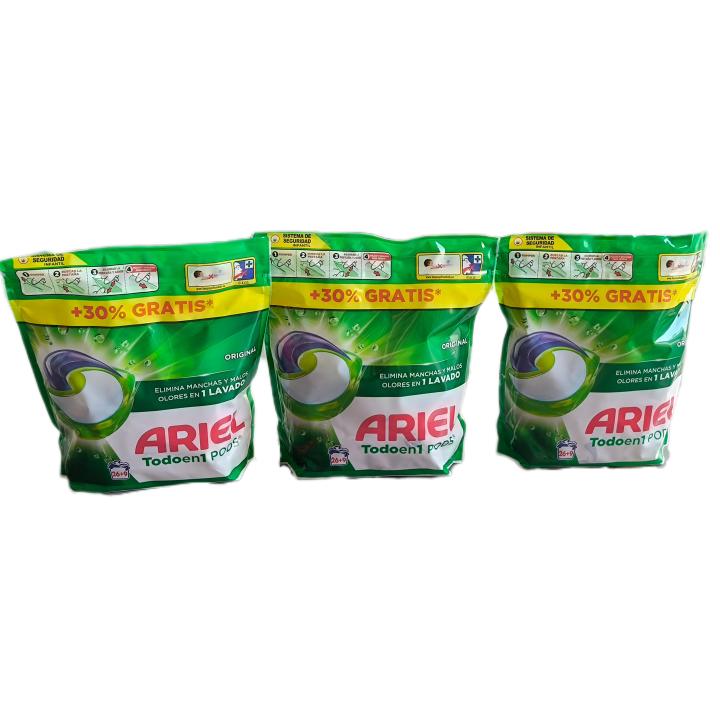 ARIEL | PACK TODO EN 1 PODS, CAPSULAS DE DETERGENTE LIQUIDO LAVADORA ...