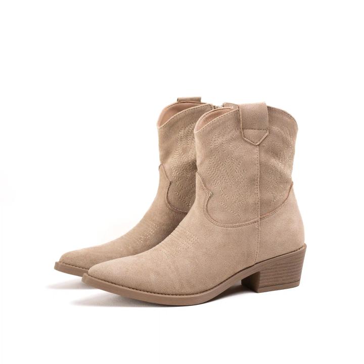 Botas cowboy mujer beis cortas con tacon - Envío Gratis* | Miravia