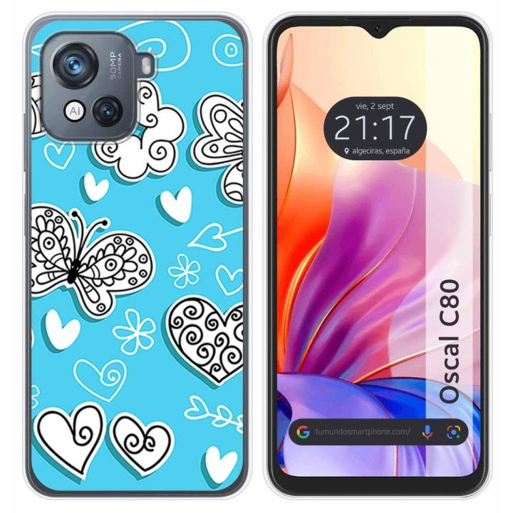 Funda Silicona para Blackview Oscal C80 diseño Mariposas Dibujos | Miravia