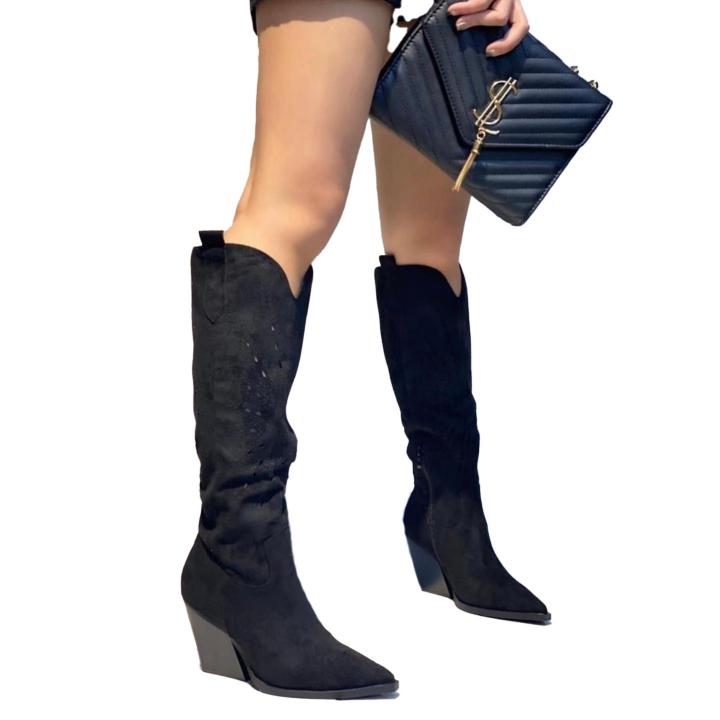 Botas alta negra cowboy - Envío Gratis* | Miravia