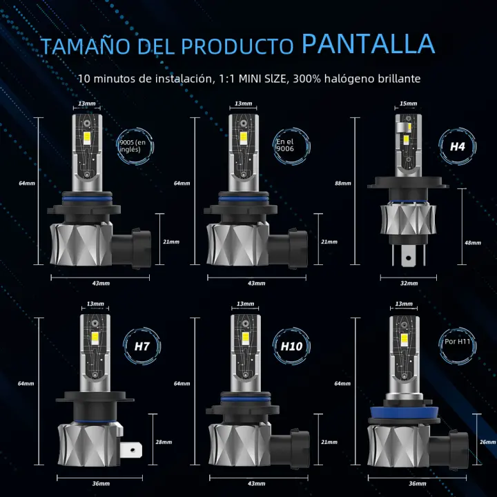 Luces De Niebla LED Super Bright 16000Lm 9005 Hb3 9006 Hb4 H11 H8 H9 ...