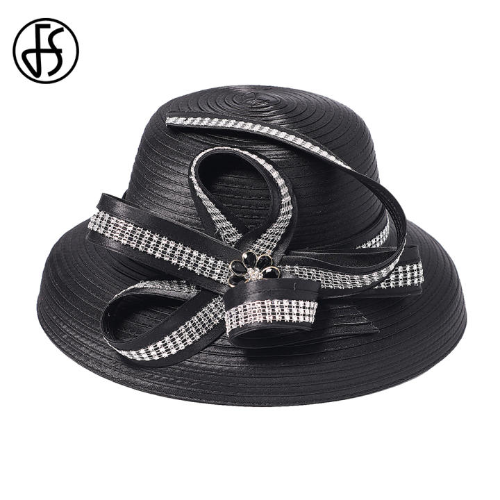 Sombrero Elegante De Tela Para Mujer Black Cloche Con Pico Ancho Para ...