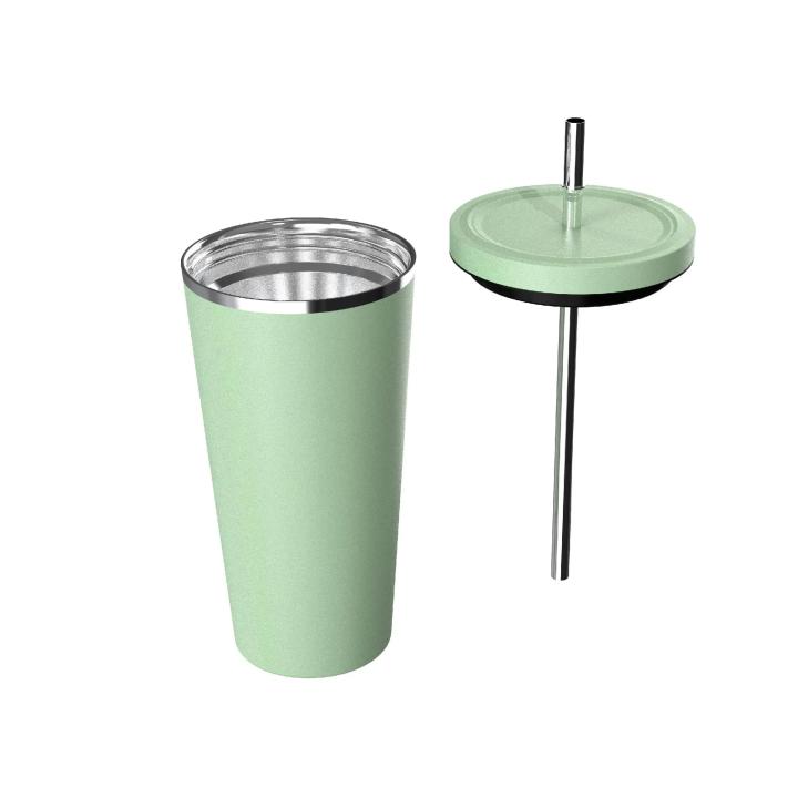 Vaso Termo Con Pajita para Café y Te para Llevar en Mano o en Coche - Taza Térmica de Acero ...