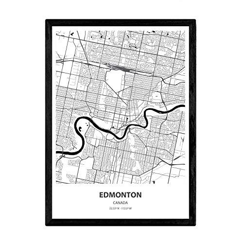 Nacnic Poster Con Mapa De Edmonton Canada. Láminas De Ciudades De ...