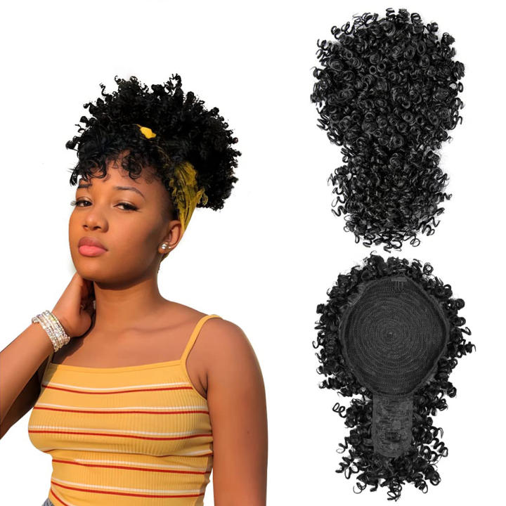 Pony Cola De Caballo Sintética Afro Puff Con Flequillo Updo Para Negras ...