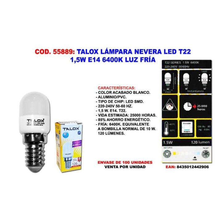 Talox lampara nevera led 1,5w e14 6000k | Miravia