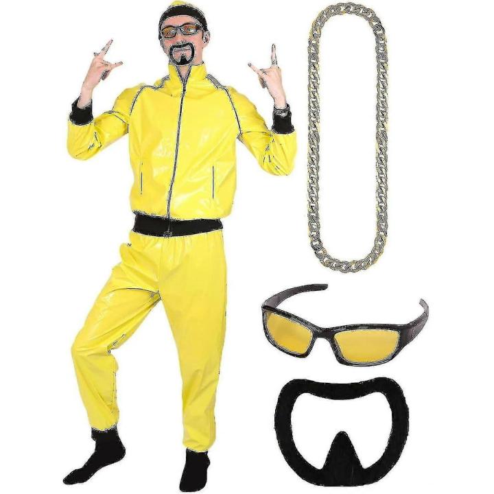 90s Celebrity Costume Adults Yellow & Black Shell Suit | Miravia