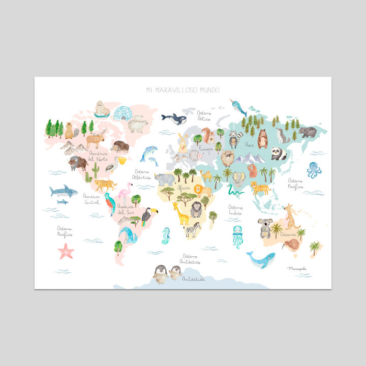 Lamina mapa mundi infantil - Envío Gratis* | Miravia