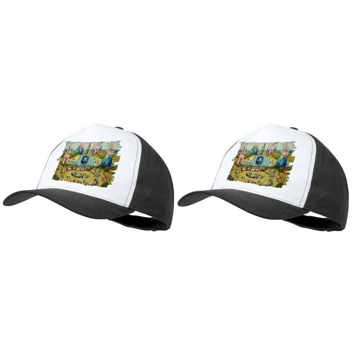 PACK 2 GORRAS NEGRAS CUADRO JARDIN DE LAS DELICIAS EL BOSCO cap cuadro arte museo | Miravia