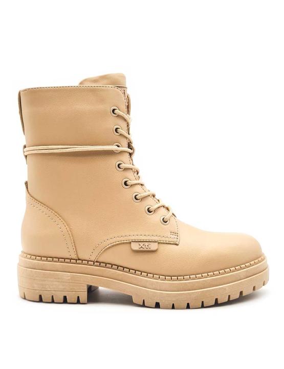 Botas Militares Xti Beige con Cremallera y Tacón en Bloque | Miravia