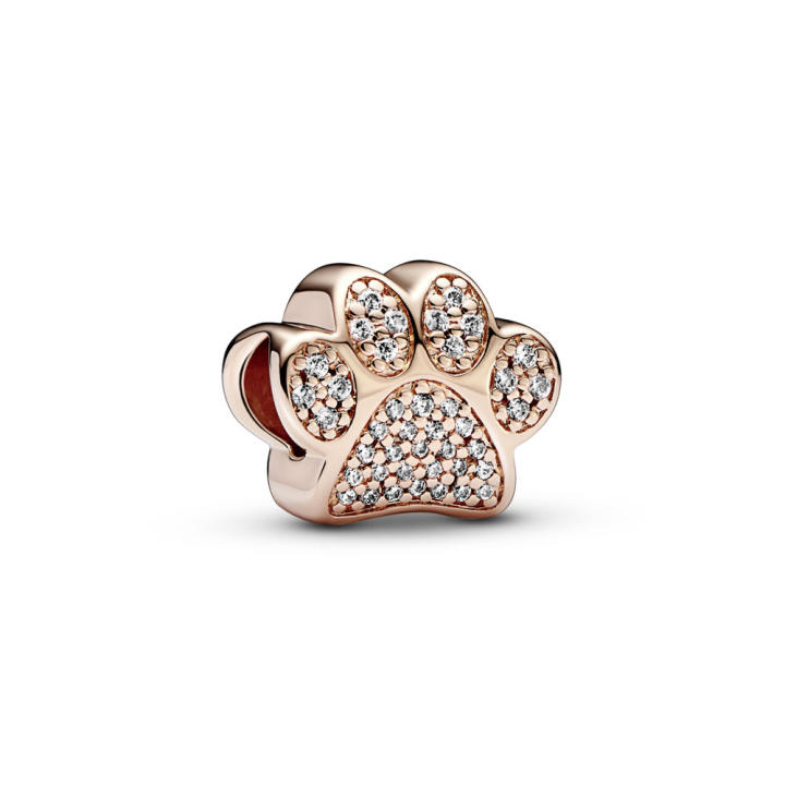 Pandora Moments Charm con un recubrimiento en oro rosa de 14k Huella ...