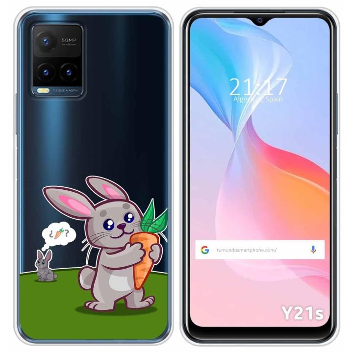 Funda Silicona Transparente para Vivo Y21 / Y21s / Y33s diseño Conejo ...