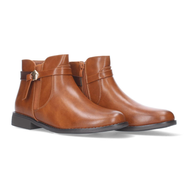 Davinia Shoes Botin plano comodo de Mujer, material elastico, Cierre de ...
