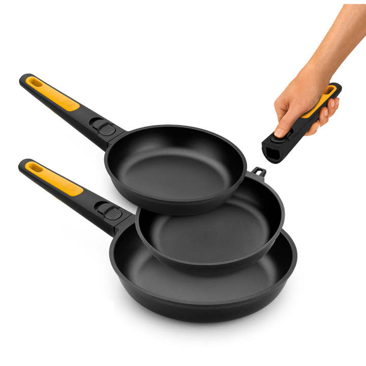 BRA Fast Click - Set de 3 Sarténes 18, 22 y 26 cm, Mango Desmontable ...