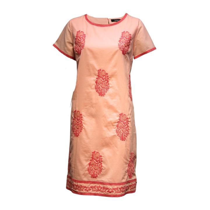 Vestido bordado ANANY con cuello redondo y manga corta - REF: AN-040223 ...