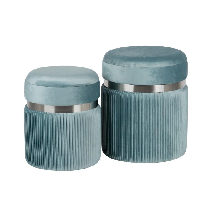 Adda Home Set de 2 Puffs Velvet 36x36x44 / 31x31x38 Cm - Diseño ...