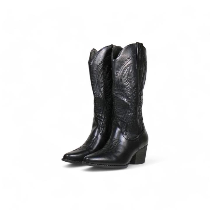 Bota cowboy negra piel - Envío Gratis* | Miravia