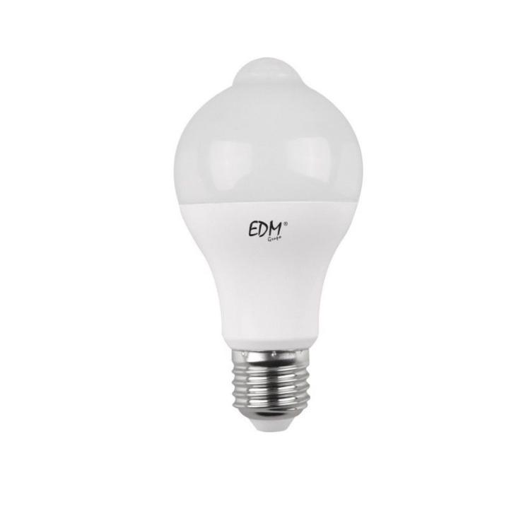 Edm Bombilla LED 12W con Sensor Crepuscular y de Presencia E27 3200K ...