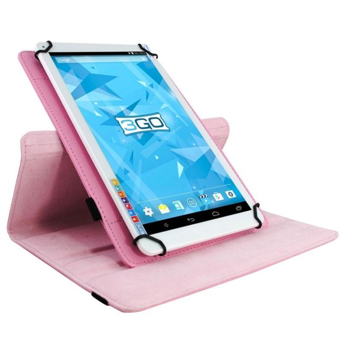 FUNDA PARA TABLET UNIVERSAL 3GO ROSA 10.1"/25.6CM - SOPORTE ROTATORIO - CIERRE ELASTICO | Miravia