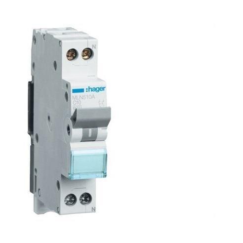 HAGER MLN510A | Interruptor automático 1P+N 10A curva-C 6kA 1 módulo | Miravia