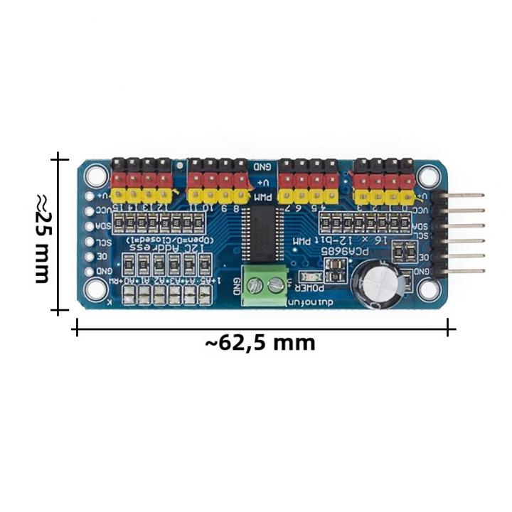 Módulo De Controlador De Servo PCA9685PW 16 Canales 12-Bit PWM Interfaz I2C Para Raspberry Pi ...