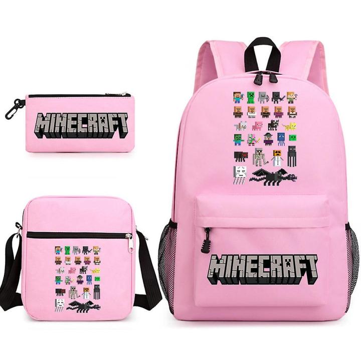 Minecraft School Bag Backpack Pencil Case Shoulder Bag Three-piece Set ...