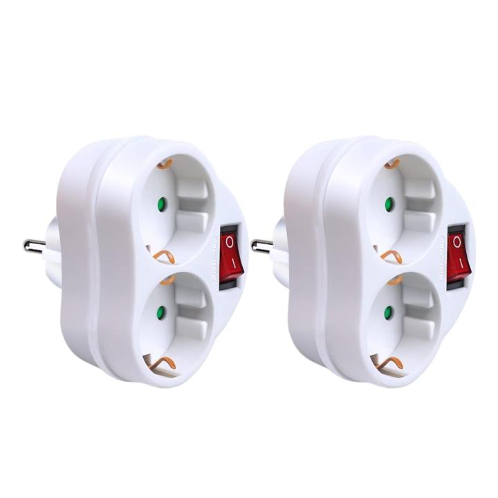 DISTRIBUX Adaptador Enchufes Europeos con 2 Tomas 1 Interruptor Enchufe de Pared Con Protección ...