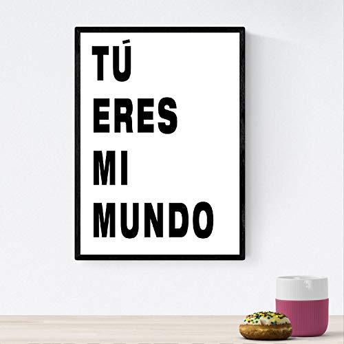 Nacnic Poster Con Mensaje Feliz. Lámina Tú Eres Mi Mundo. Imagen Para ...