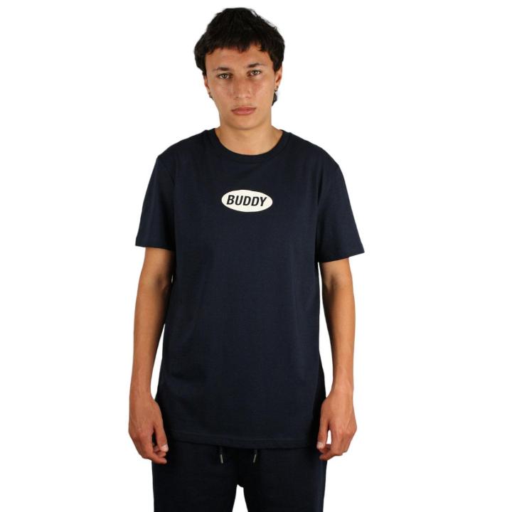 Camiseta Buddy Azul Marino Logo Blanco - Algodón Orgánico | Miravia