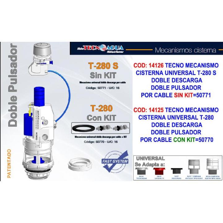 Tecno mecanismo cist.univ.t280s doble descargxcable sinkit 50771 | Miravia