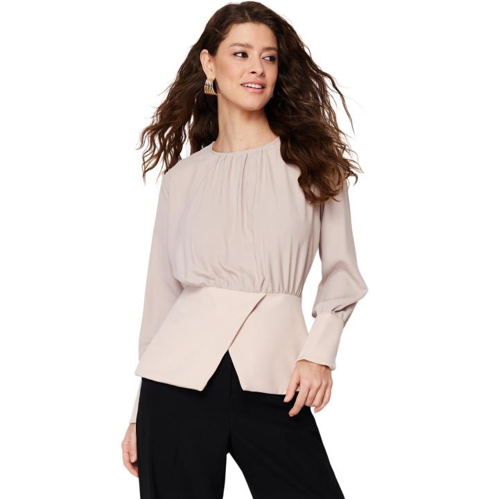 Trendyol Ecru Double Breasted Slit Detailed Woven Tunic Tctss24Uk00000 ...