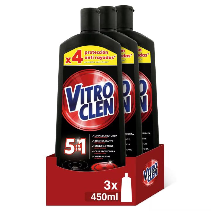 Vitroclen - Limpiador de Vitrocerámica Crema, Pack 3x450 ml, Limpieza ...
