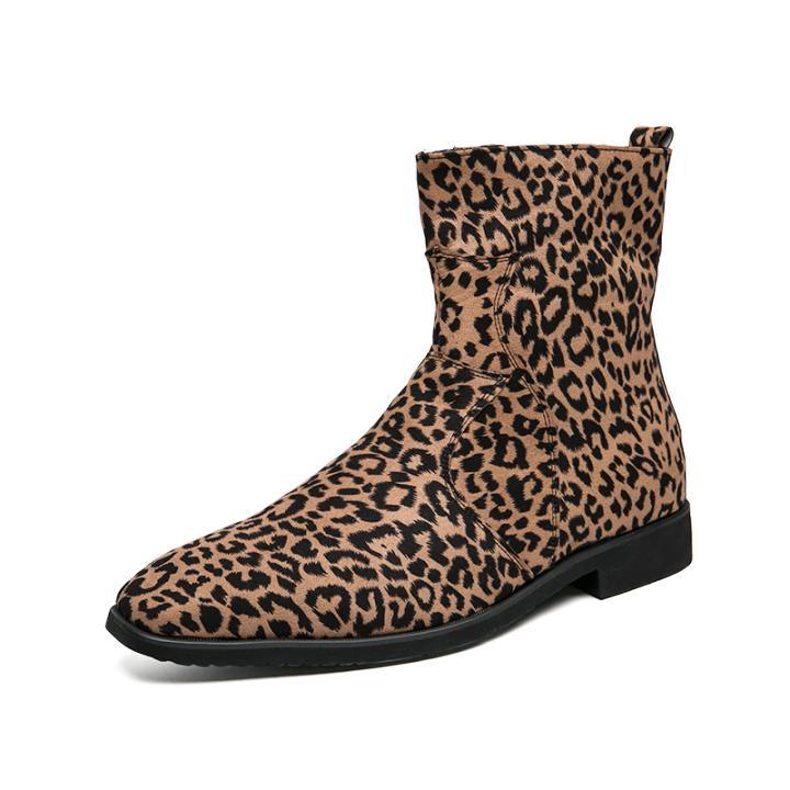 Botas de vaquero con estampado de leopardo para hombre, botines ...