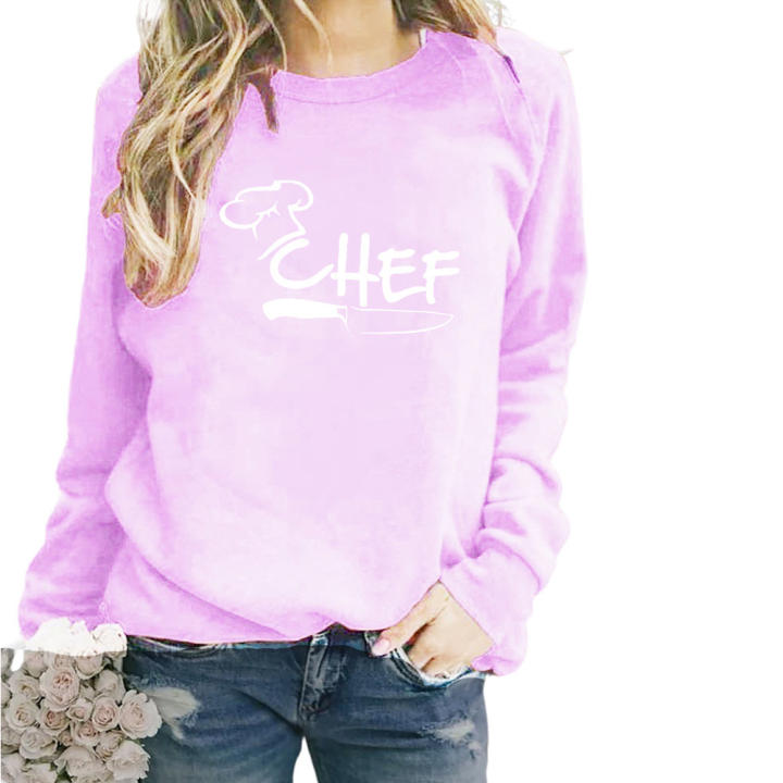 Sudadera holgada informal con estampado de Chef para mujer, otoño e ...