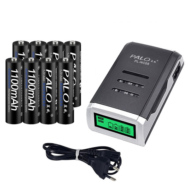PALO 1100mAh Pilas Ni-MH 1.2V AAA Recargables Battria HR03 3A y 4 Solts LCD USB Cargador de ...