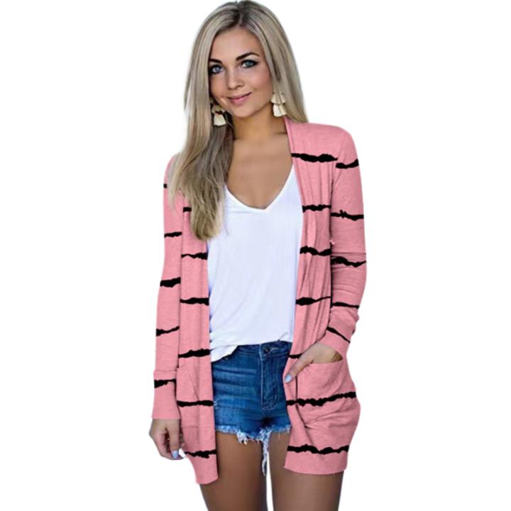 Abrigo de manga larga para mujer, elegante, cárdigan con estampado ...